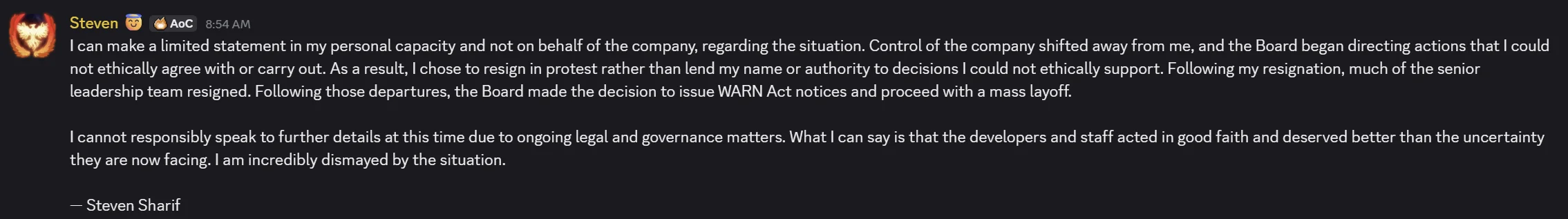 Ashes of Creation Layoffs Begin After Founder Resigns In Protest Over ...